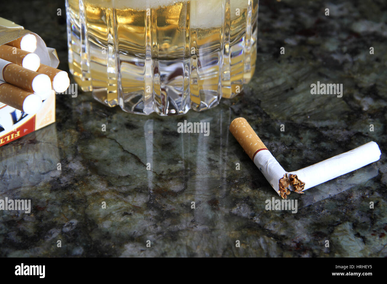 Alcohol and Cigarettes Stock Photo - Alamy