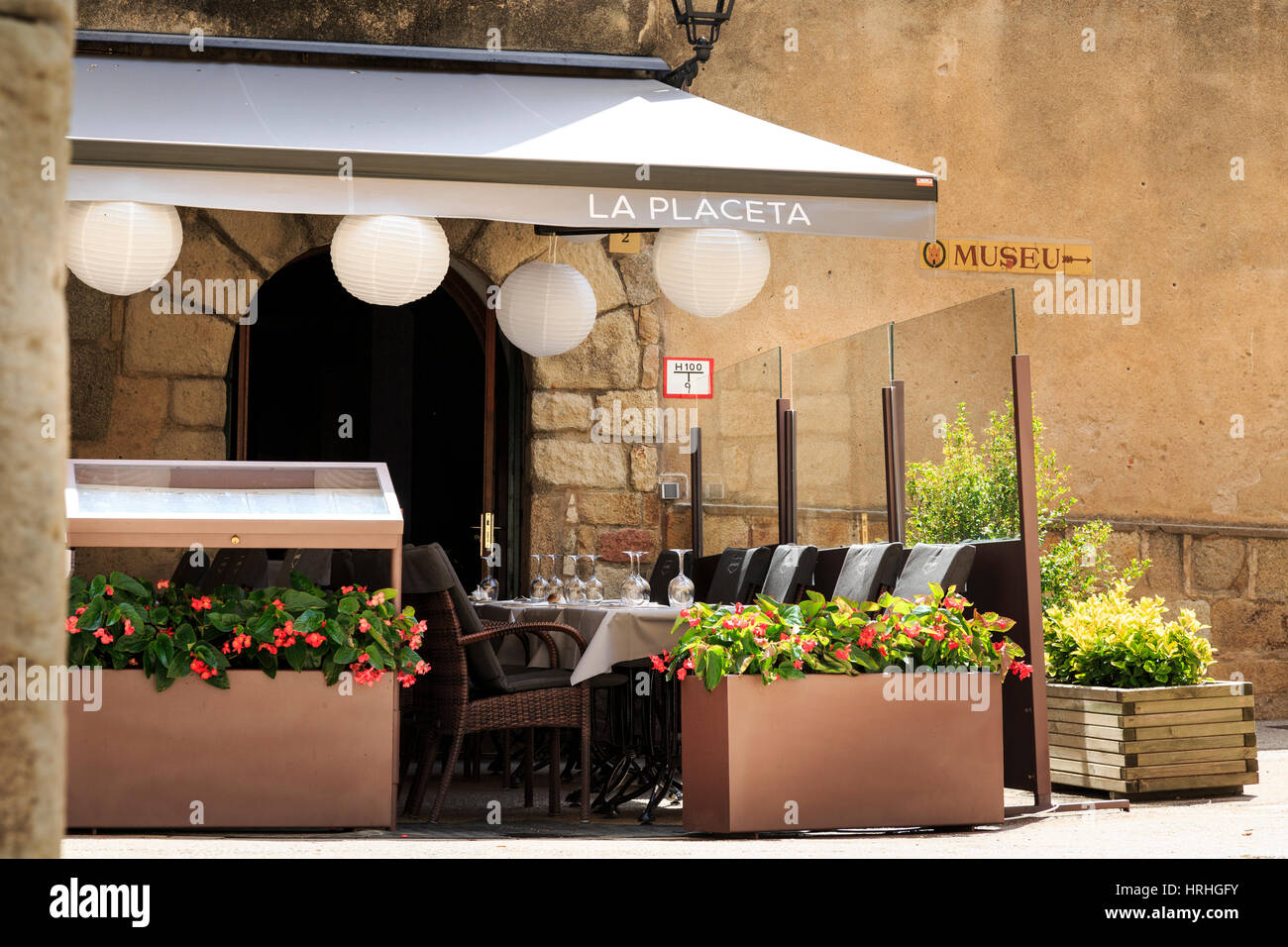 Lunchtime Restaurant table, Tossa de Mar, Costa Brava, Spain Stock ...