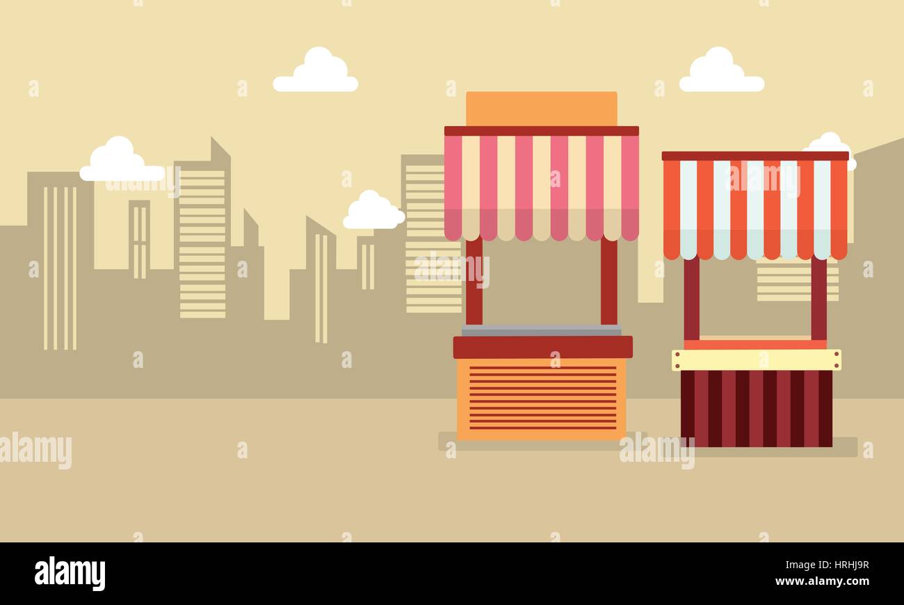 Vector art of street stall landscape Stock Vector Image & Art - Alamy