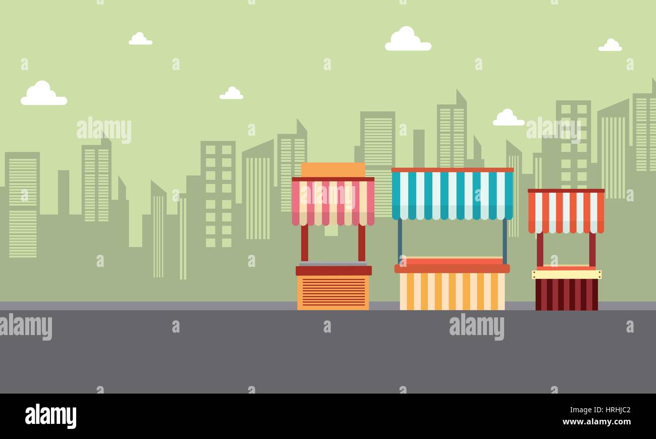 Market stall outdoors Stock Vector Images - Alamy