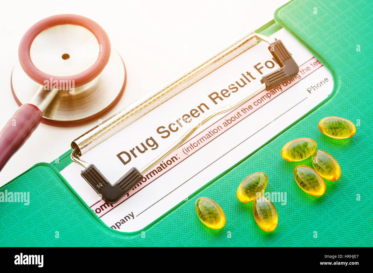 medications pills drug test report with stethoscope on white background ...