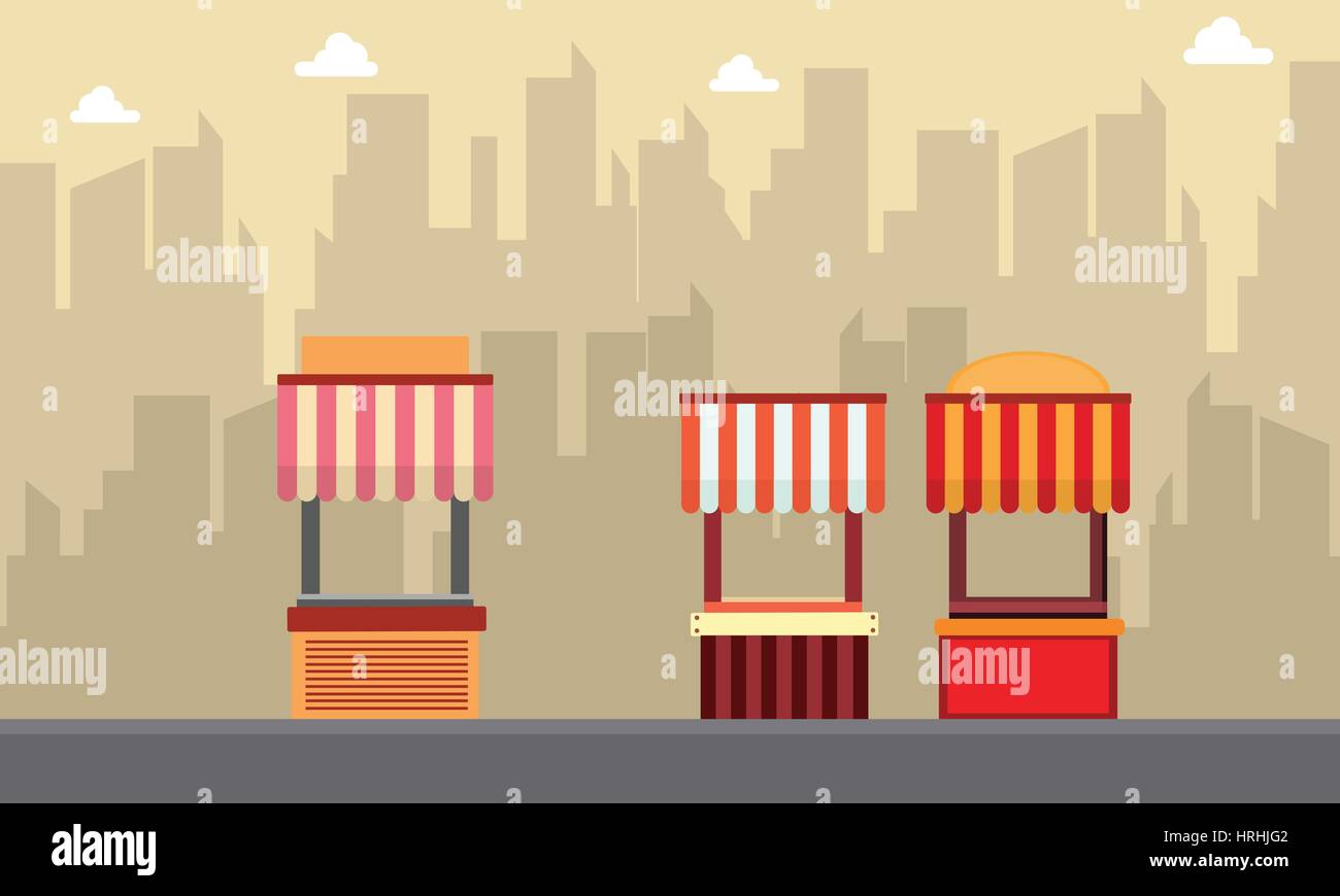 Street stall with building background Stock Vector Image & Art - Alamy