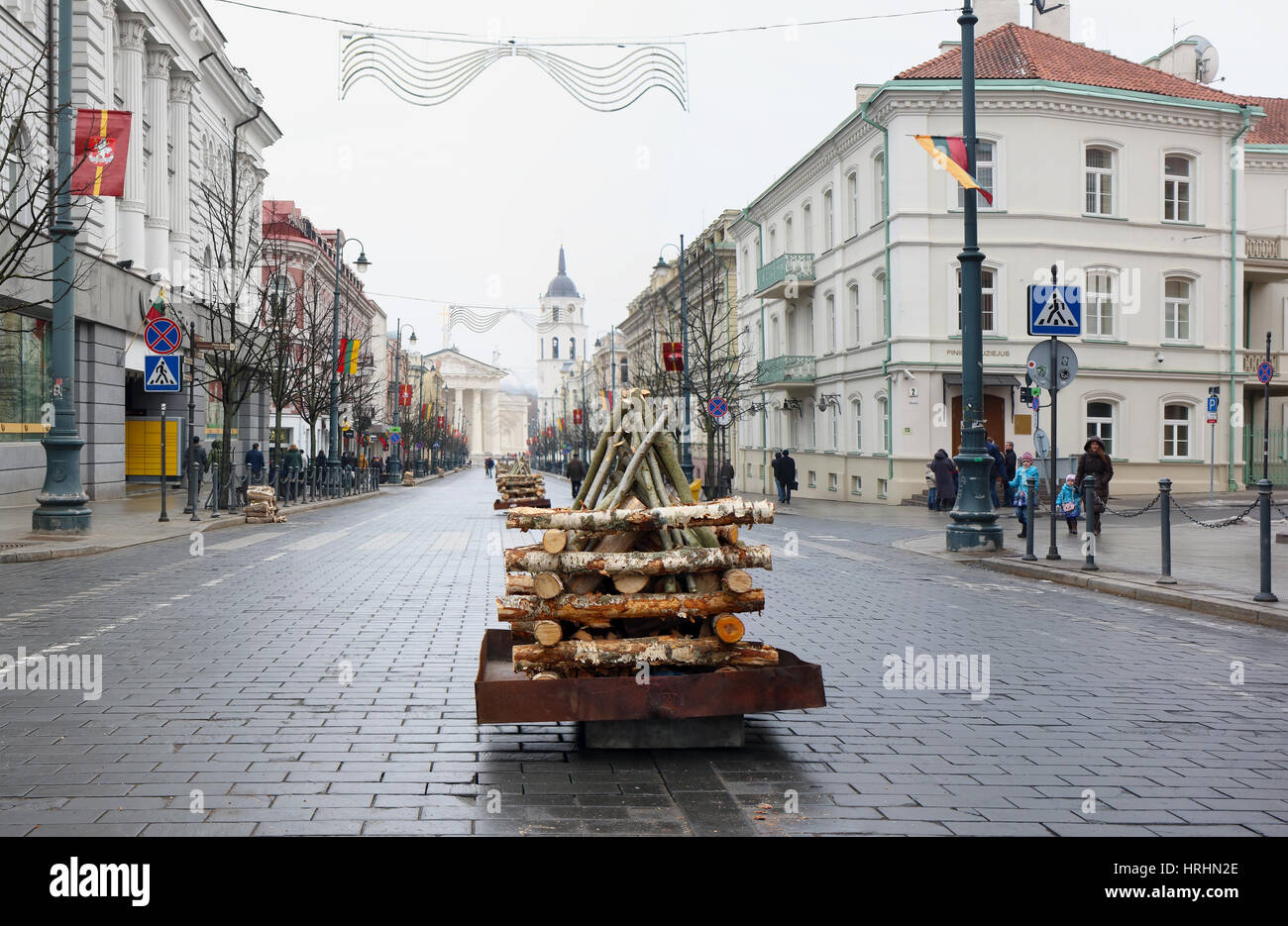 VILNIUS, LITHUANIA – FEBRUARY 16, 2017: For the celebration of the ...