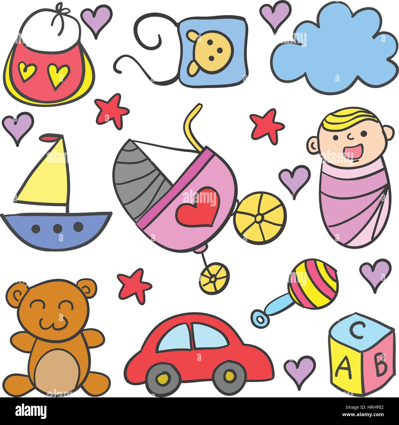 Doodle of baby set design style Stock Vector Image & Art - Alamy