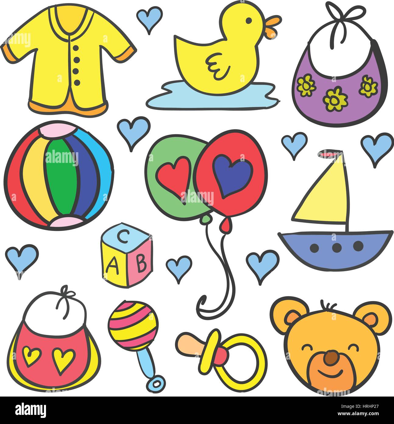 Vector art object baby doodles hi-res stock photography and images - Alamy