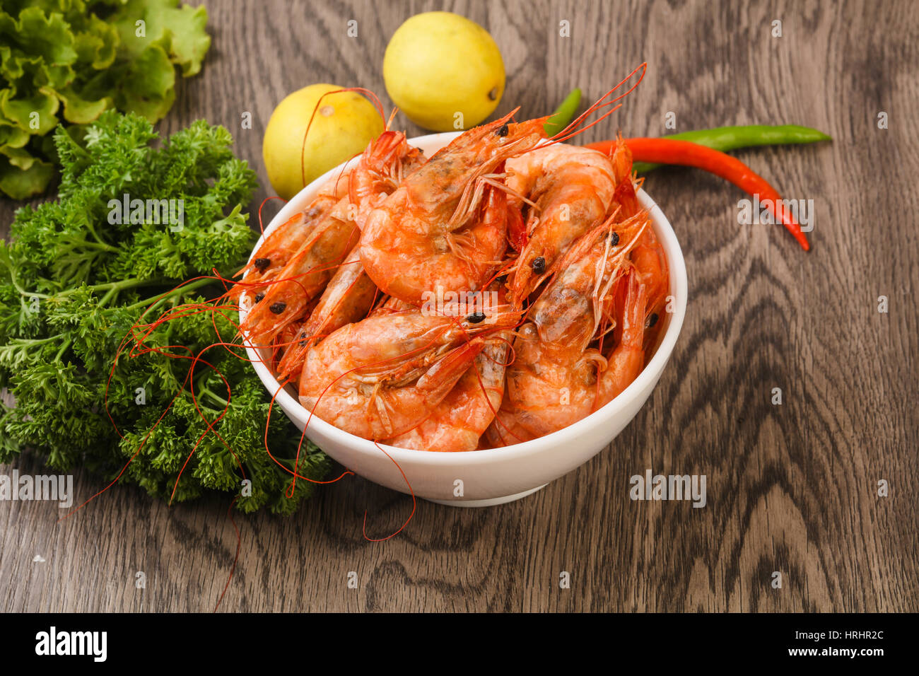 Boiled prawns in the bowl - ready for eat Stock Photo - Alamy