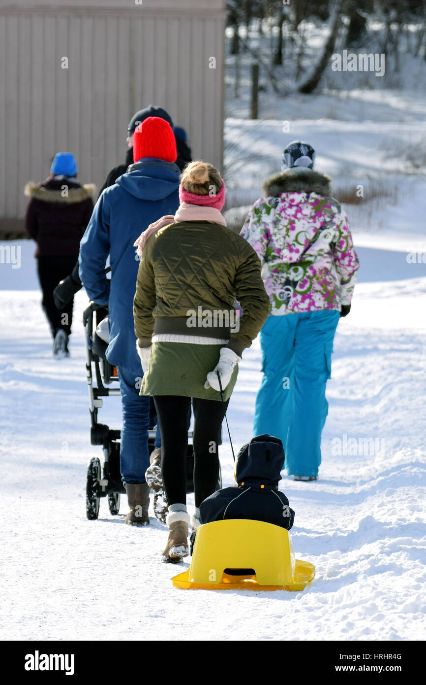 Child sled walking hi-res stock photography and images - Alamy