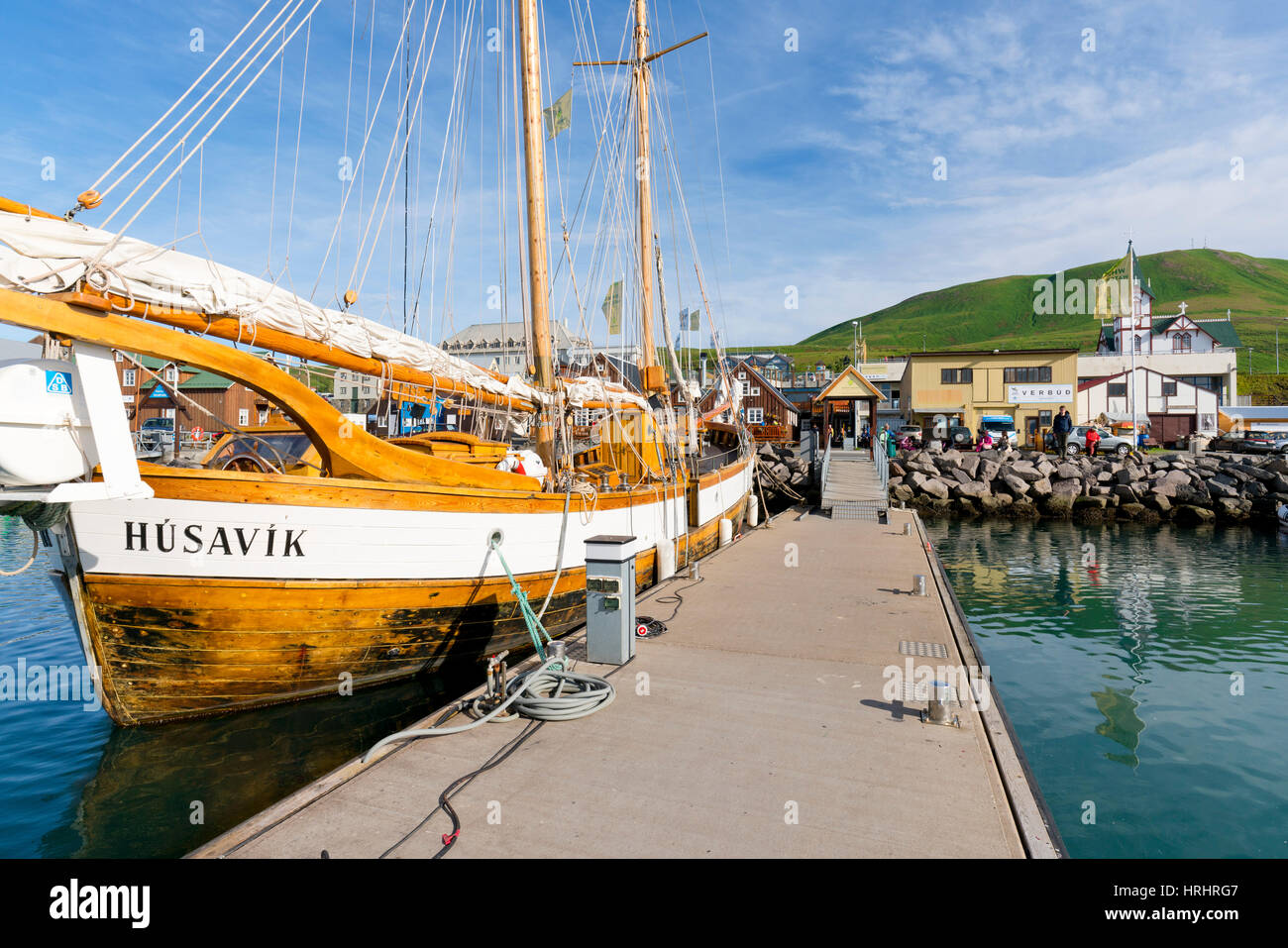 Historic boat in the Harbour, Husavik, Iceland, Polar Regions Stock ...