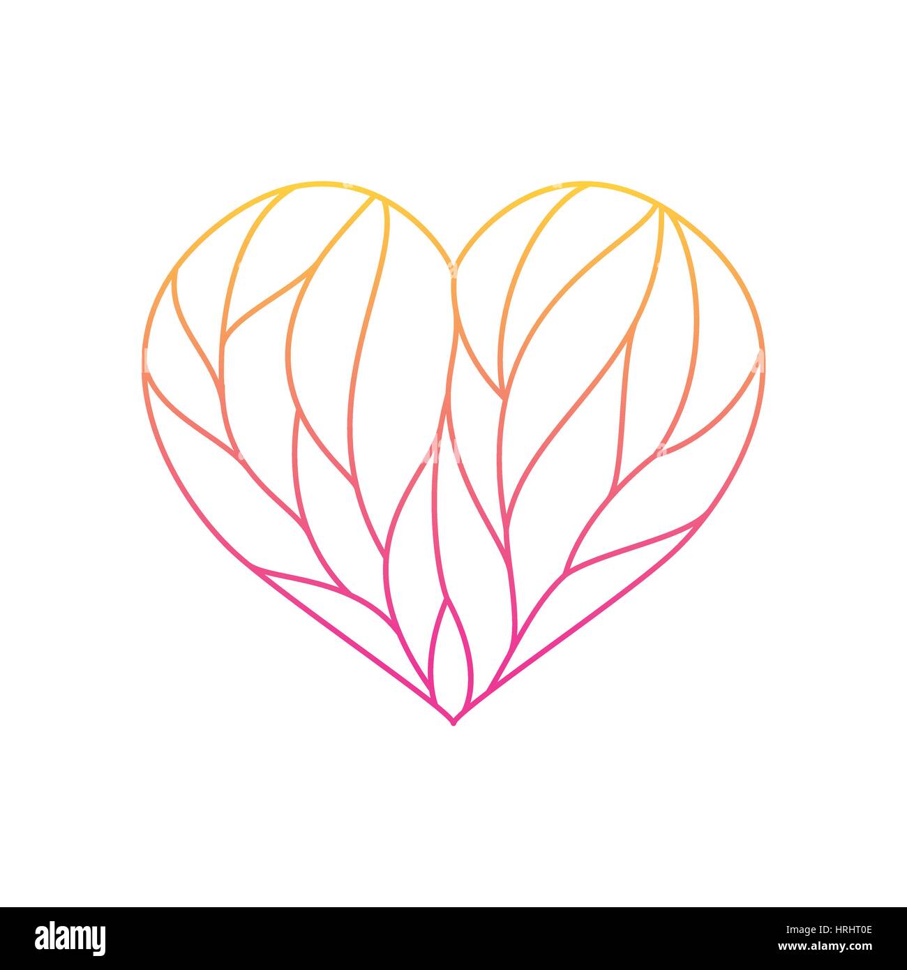 Heart composition divided with thin lines on white background Stock ...