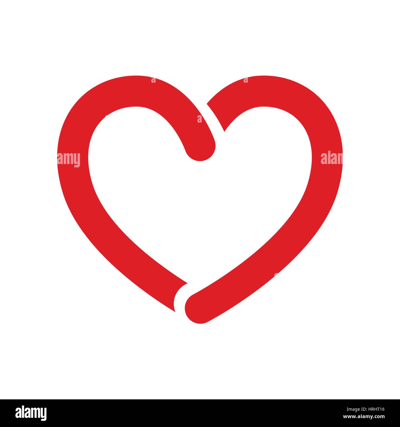 Bold opened line red heart icon on white background Stock Vector Image ...