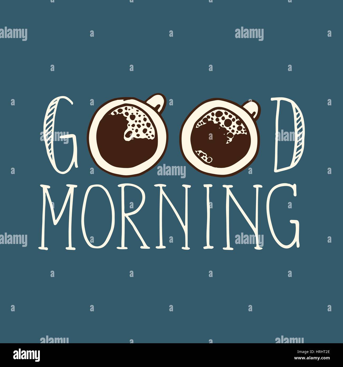 Lettering composition Good morning with two cups of coffee Stock Vector ...