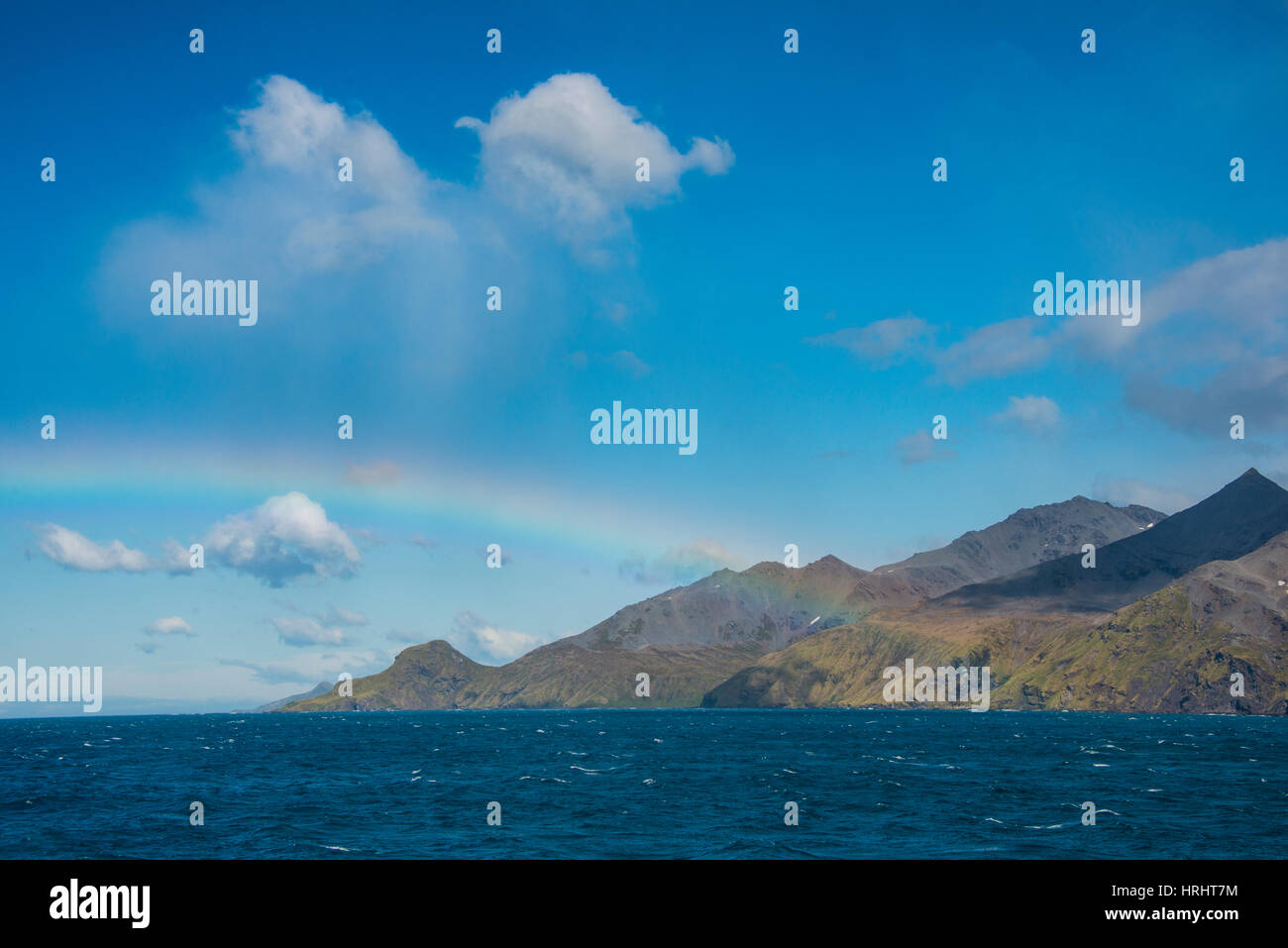 Rainbow over Ocean Harbour, South Georgia, Antarctica, Polar Regions ...