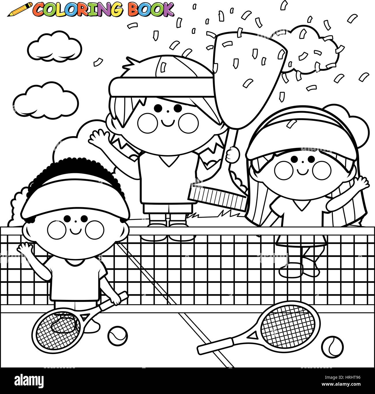 Kids play tennis sport. Champion children tennis players at the tennis ...