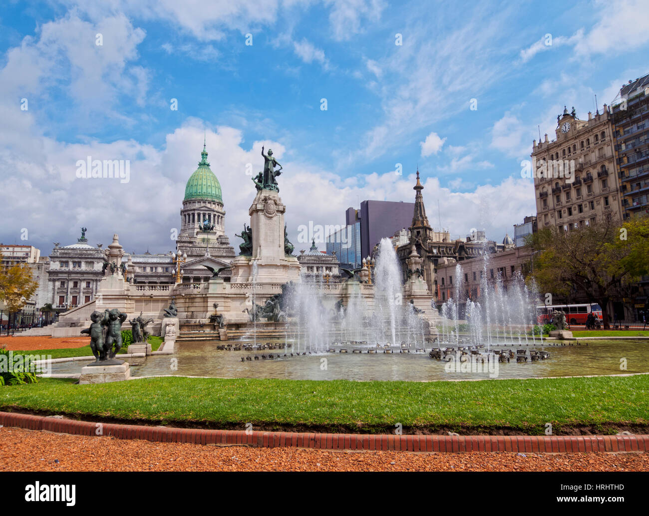 Plaza del Congreso, view of the Palace of the Argentine National ...