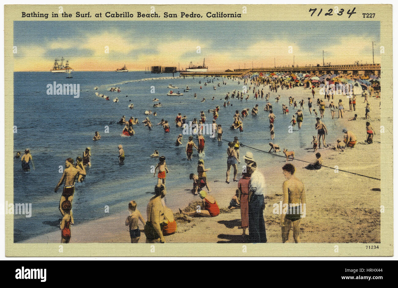 Bathing in the Surf, at Cabrillo Beach, San Pedro, California Stock ...