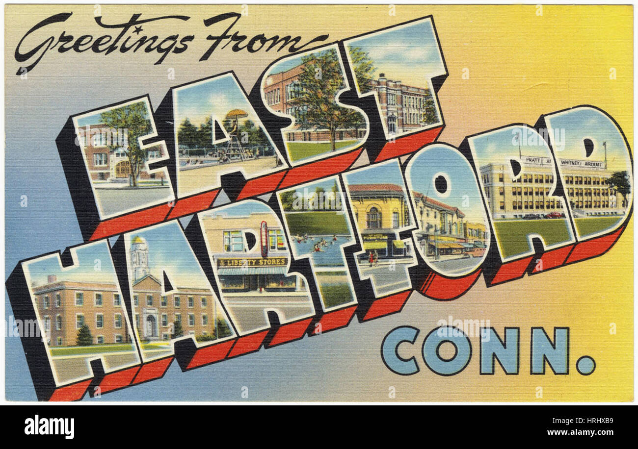 Connecticut - Greetings from East Hartford, Conn Stock Photo - Alamy