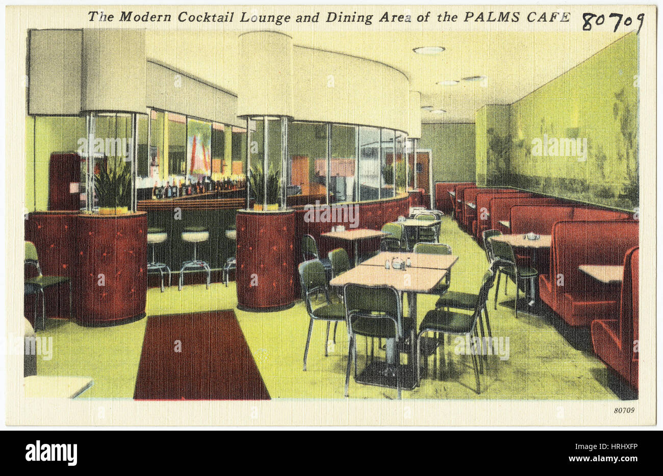Indiana - The modern cocktail lounge and dining area of the Palms Cafe ...