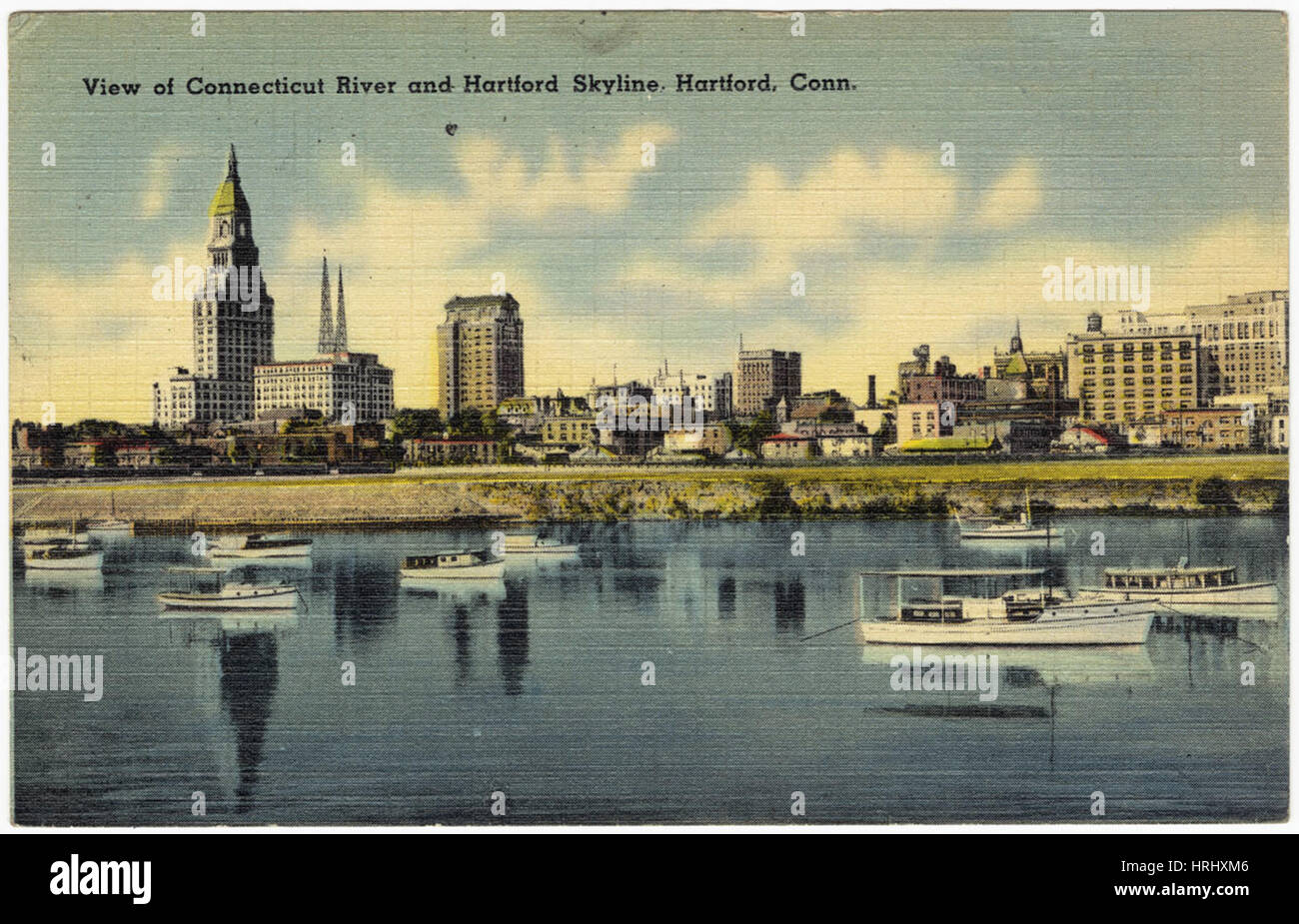 Connecticut - View of Connecticut River and Hartford Skyline, Hartford ...