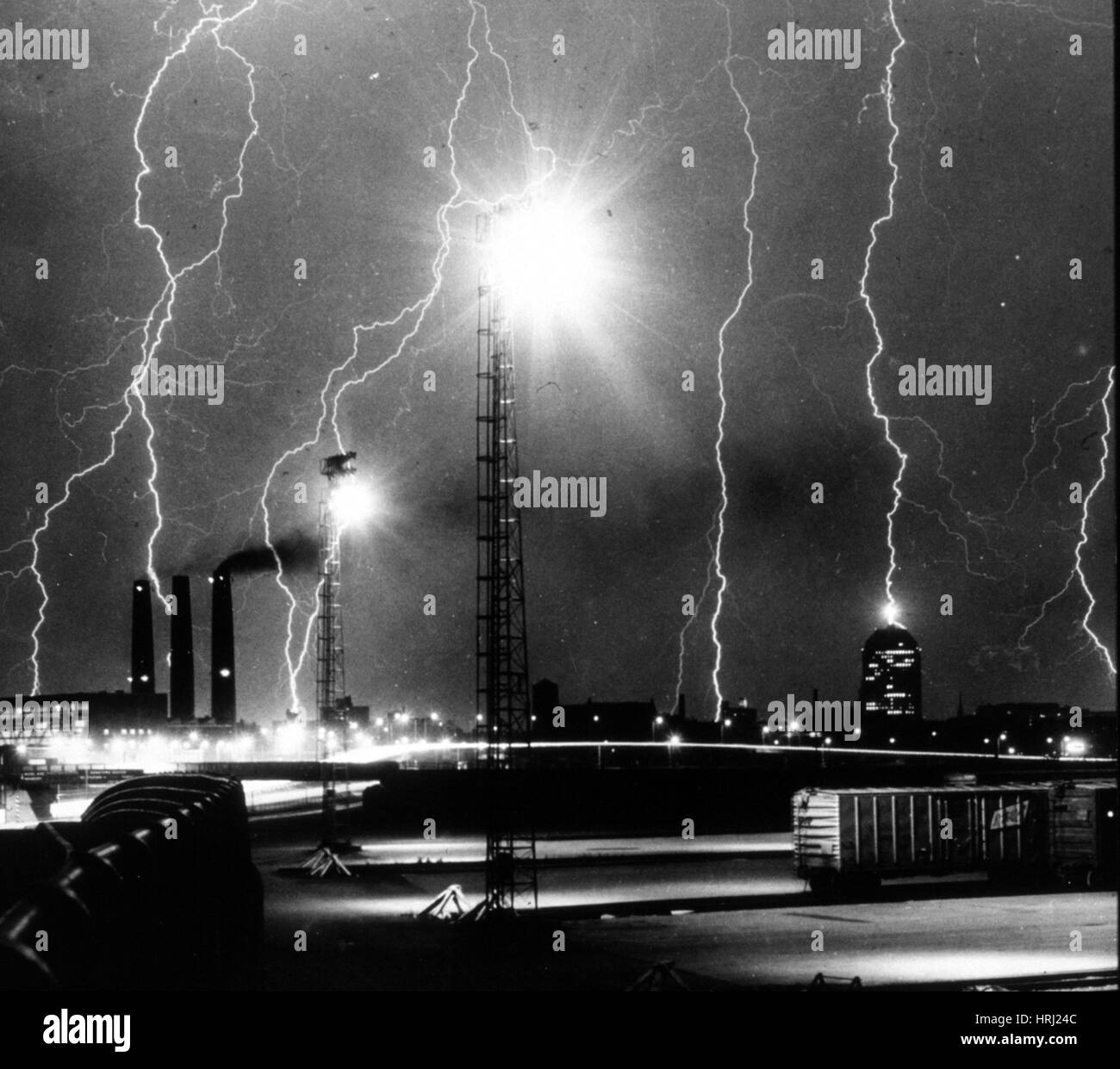 Lightning bolt strike Black and White Stock Photos & Images - Alamy