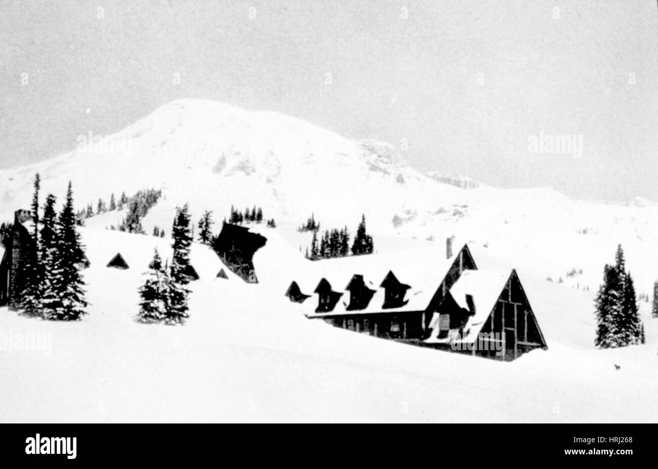 Paradise Inn Buried in Snow, 1917 Stock Photo - Alamy