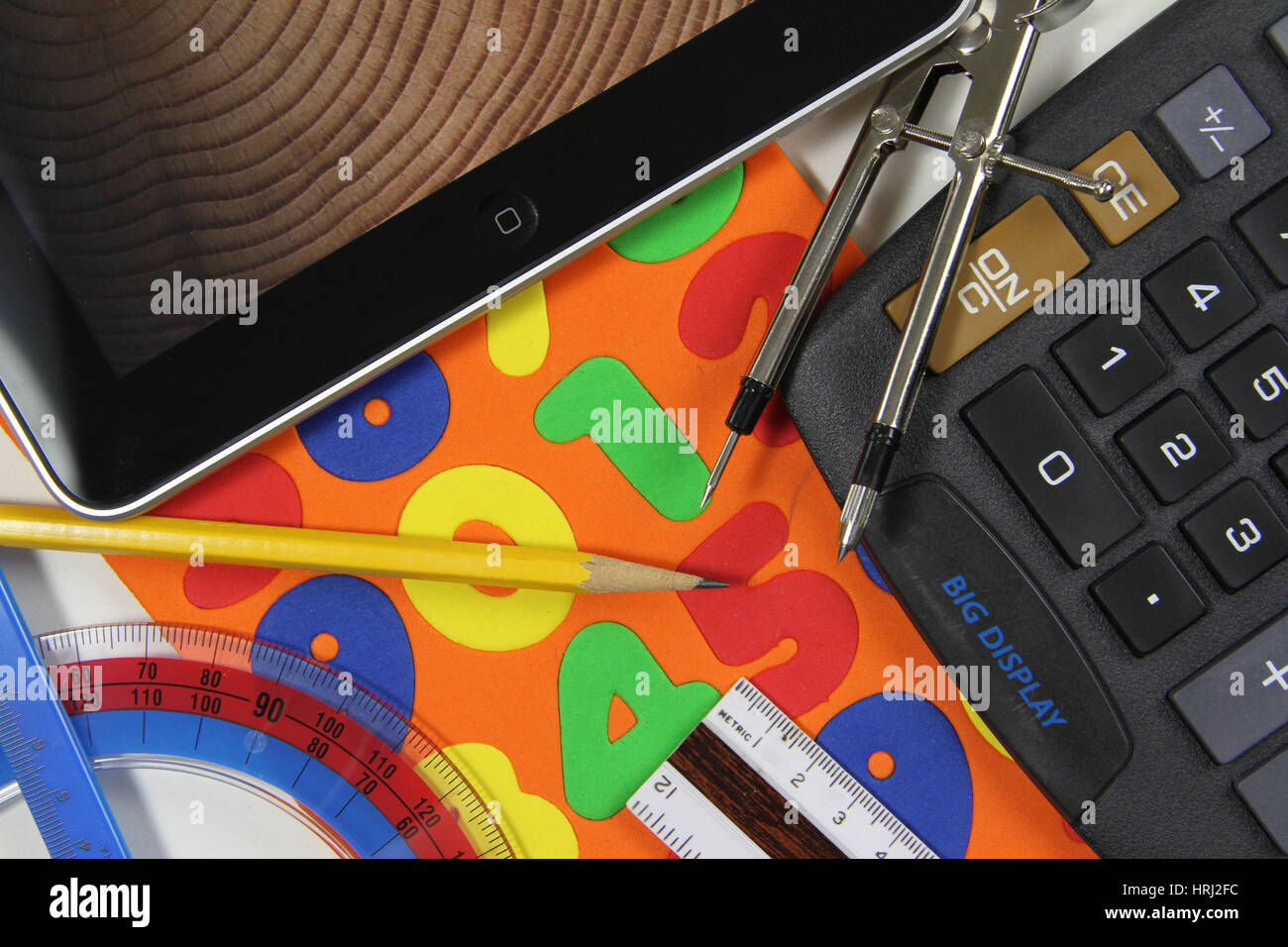 Calculator compass protractor ruler hi-res stock photography and images ...