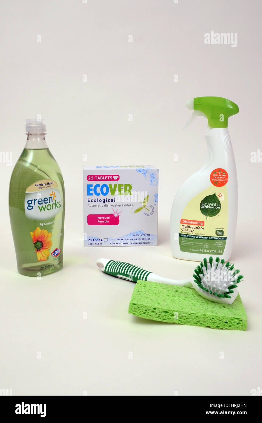 Green Cleaning Products Stock Photo - Alamy