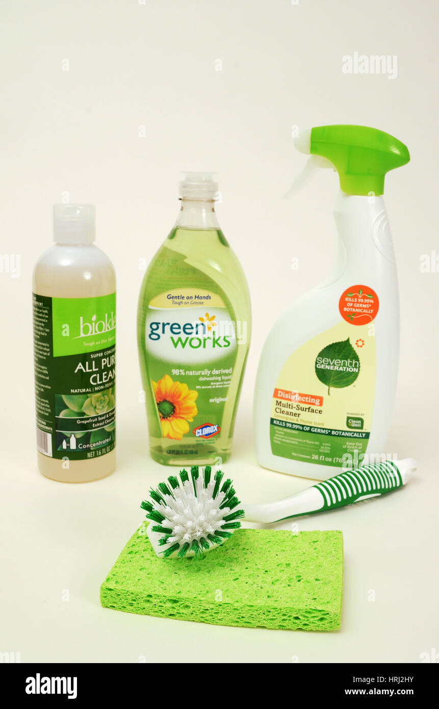 Green Cleaning Products Stock Photo - Alamy