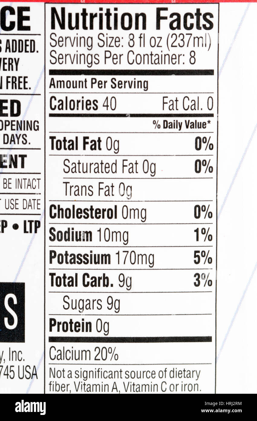 Nutrition facts labels hi-res stock photography and images - Alamy