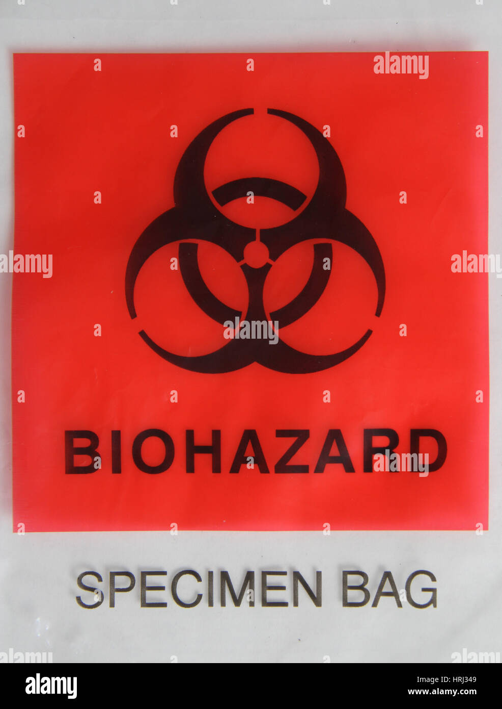 Biohazard Warning on Specimen Bag Stock Photo - Alamy