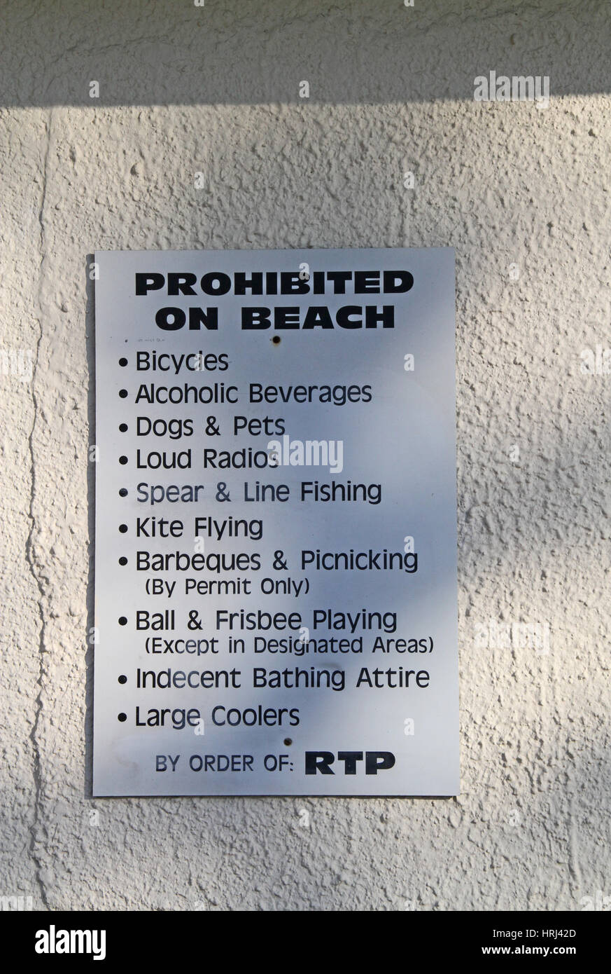 Prohibited on Beach Stock Photo - Alamy