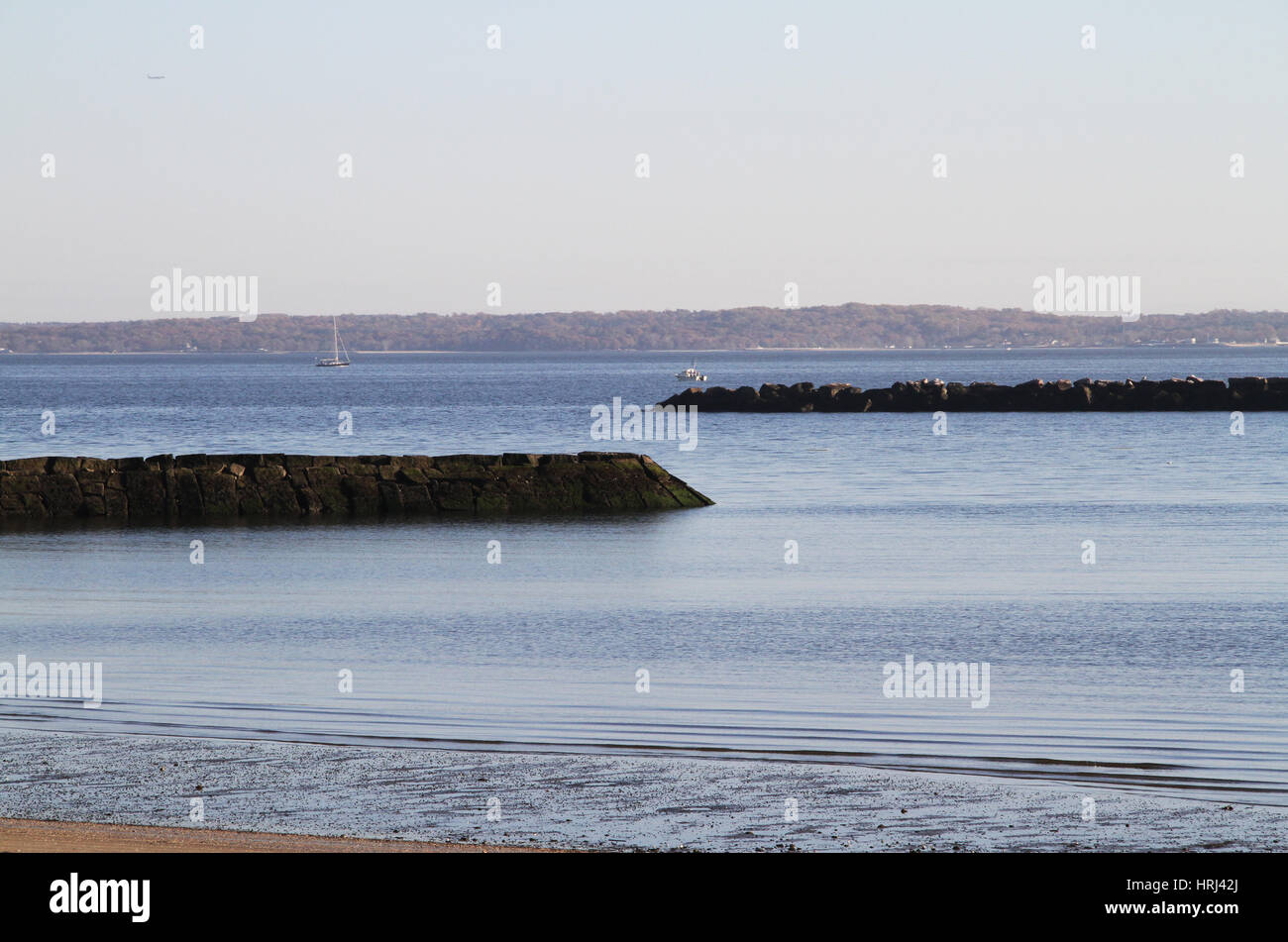 Jetty in Long Island Sound Stock Photo - Alamy