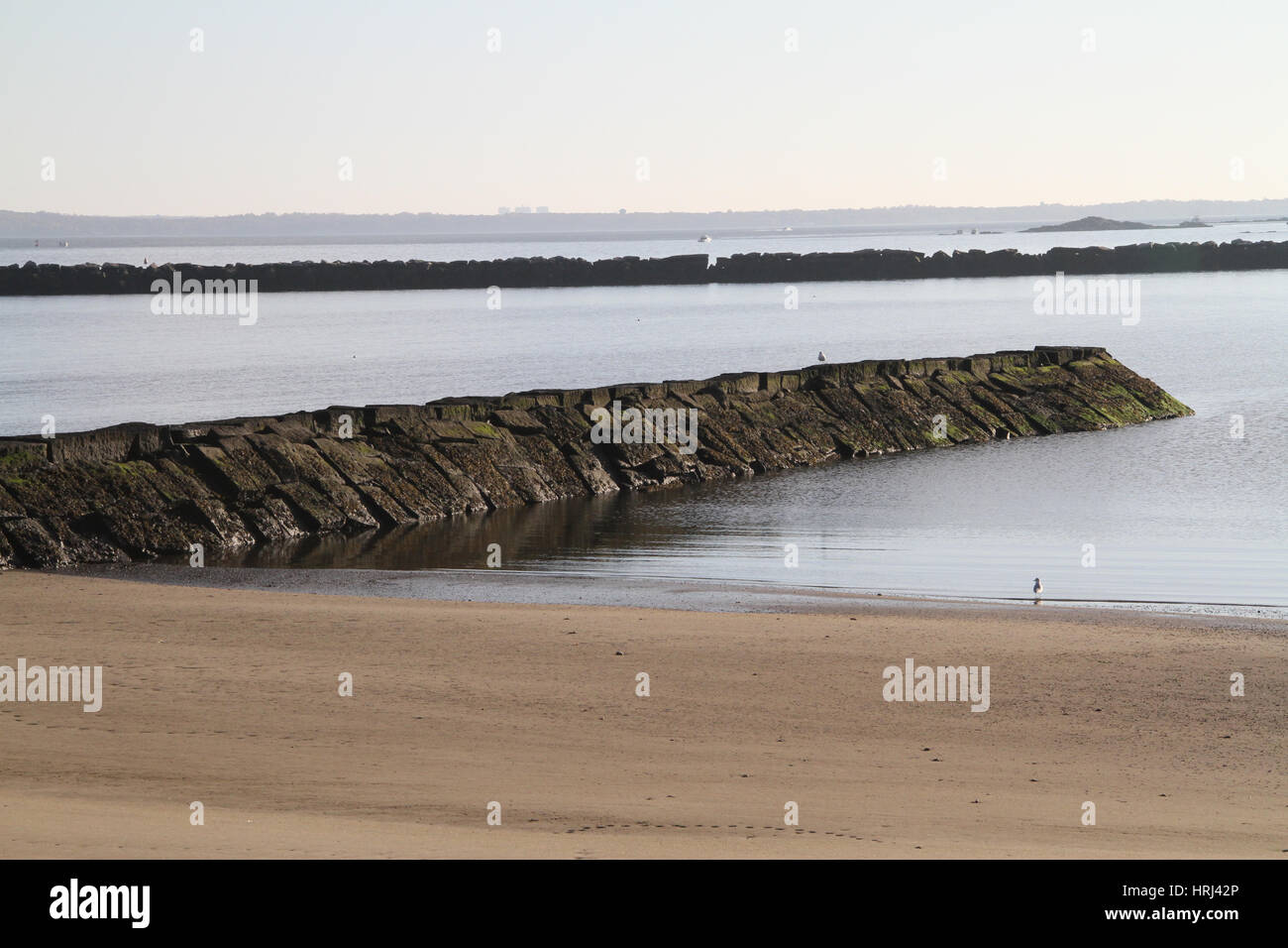 Jetty in Long Island Sound Stock Photo - Alamy