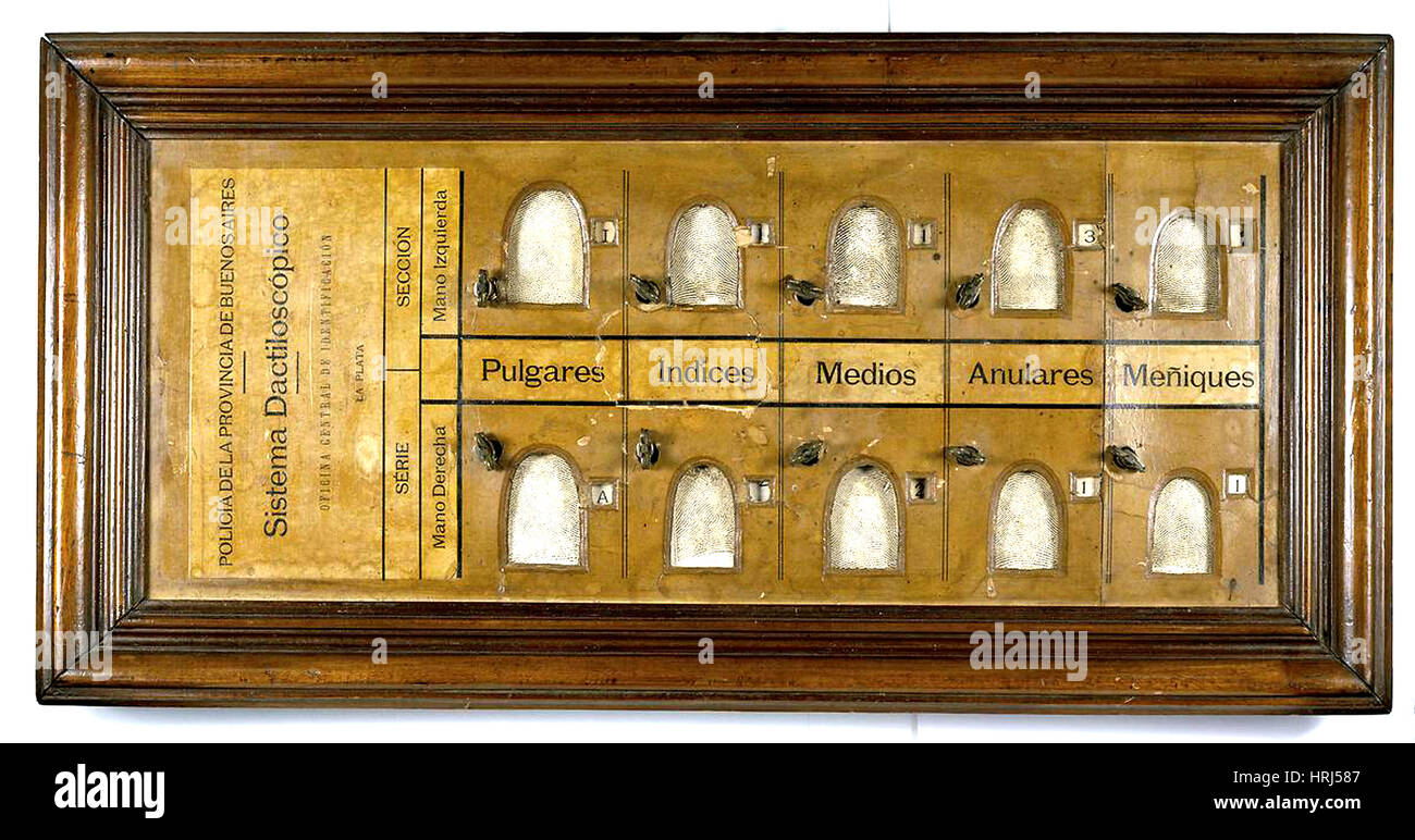 Vucetich's Dactilonomo, Fingerprint Classification Method Stock Photo ...