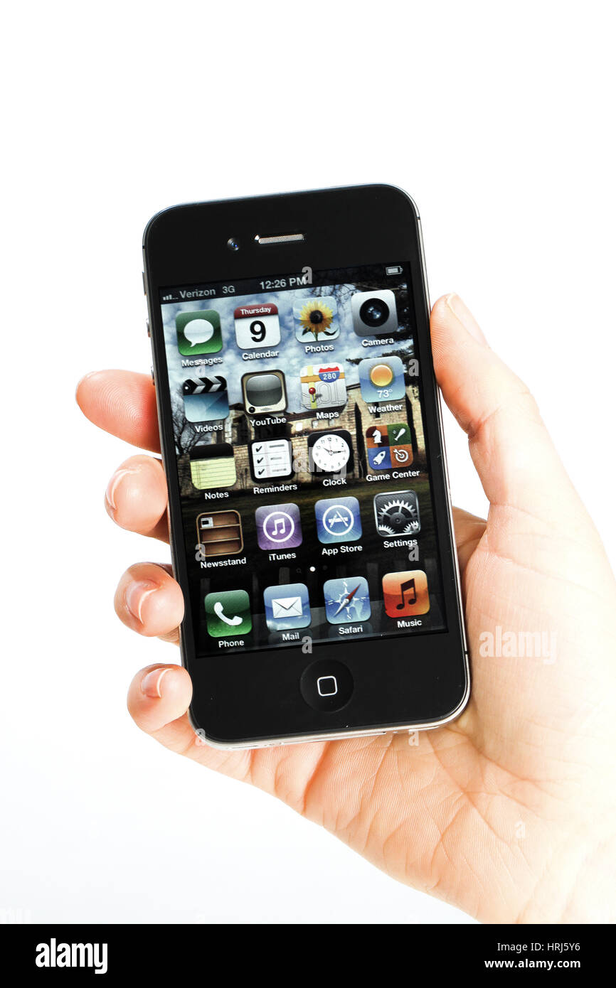 Hand holding an iphone Stock Photo - Alamy
