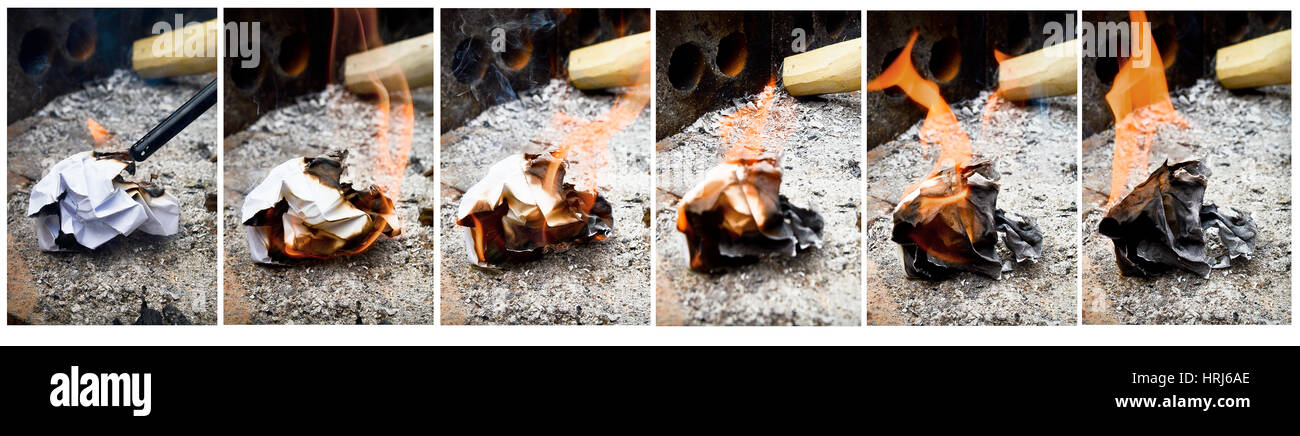 Paper Burning Sequence Stock Photo - Alamy
