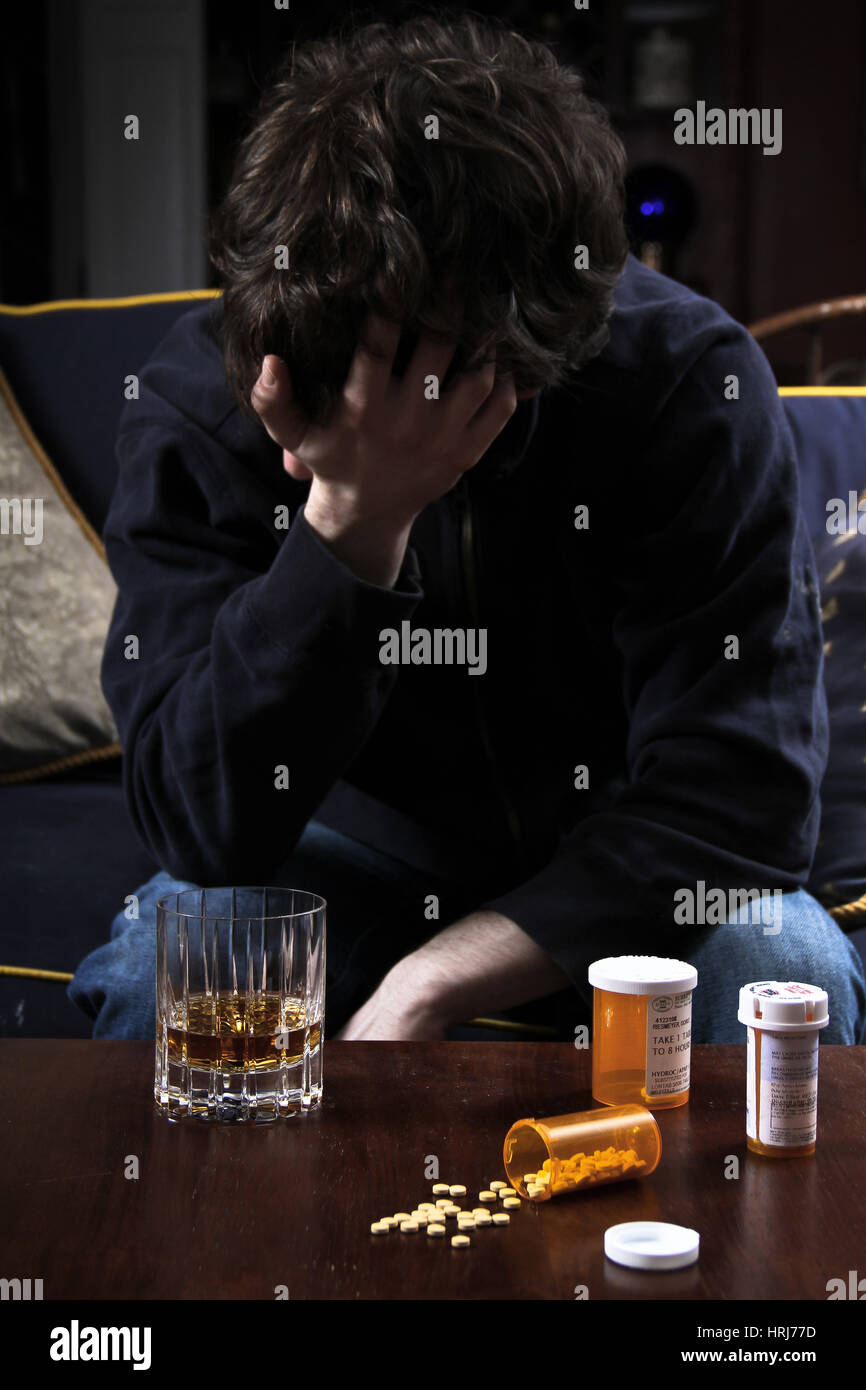 Depression and Addiction Stock Photo - Alamy