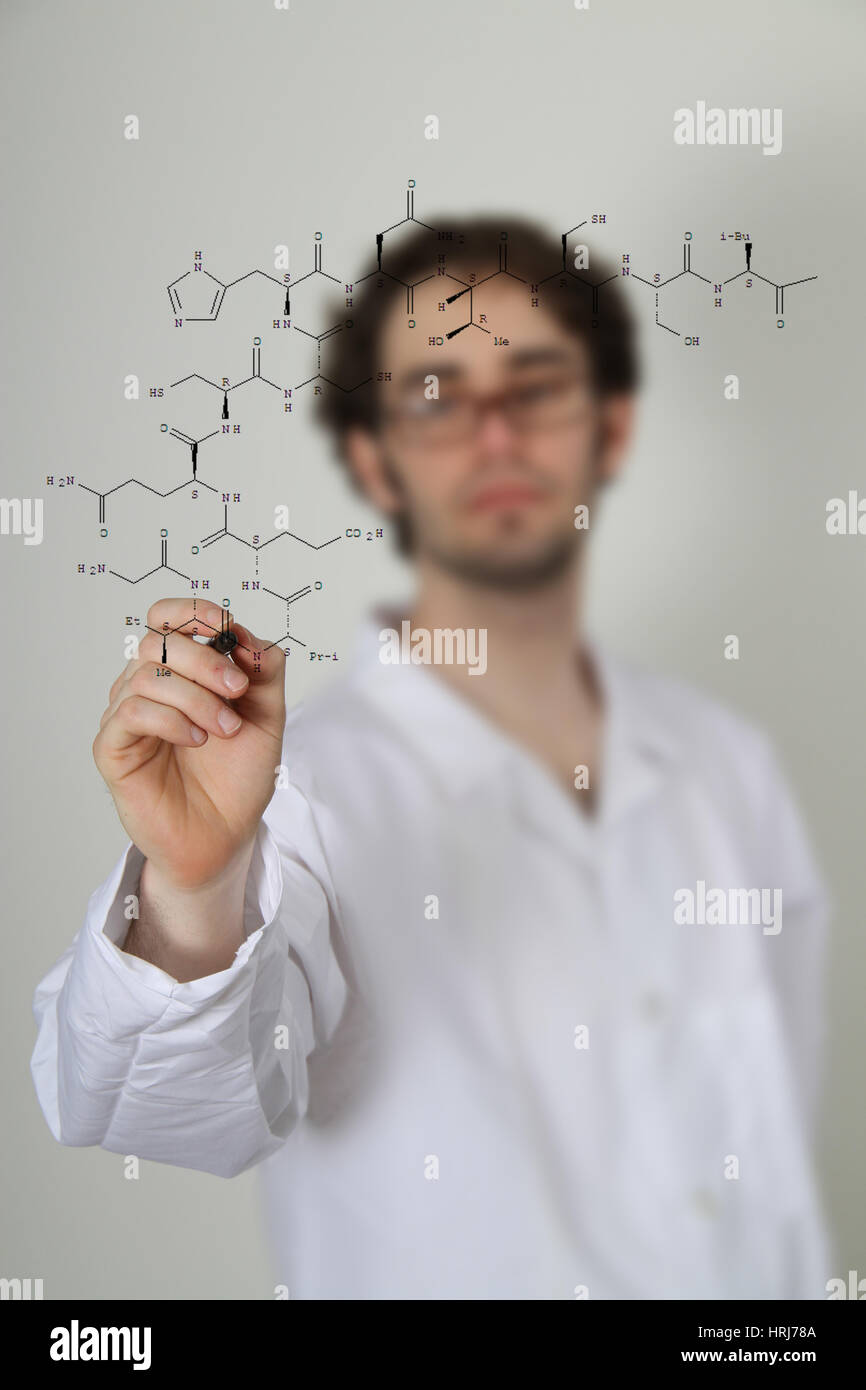 Researcher & Formula for Insulin Stock Photo - Alamy
