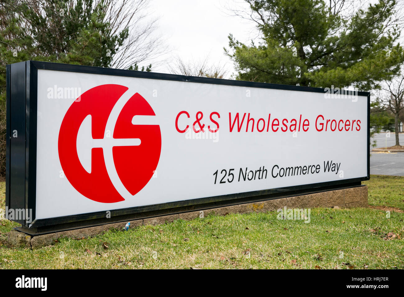 A logo sign outside of a facility occupied by C&S Wholesale Grocers in ...
