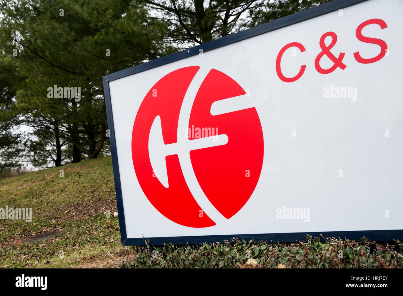 A logo sign outside of a facility occupied by C&S Wholesale Grocers in ...