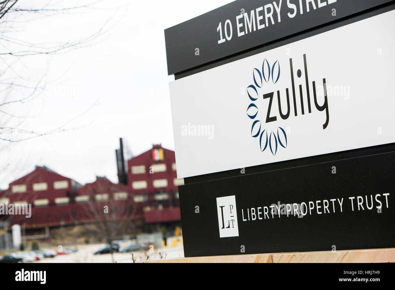 A logo sign outside of a facility occupied by Zulily in Bethlehem ...
