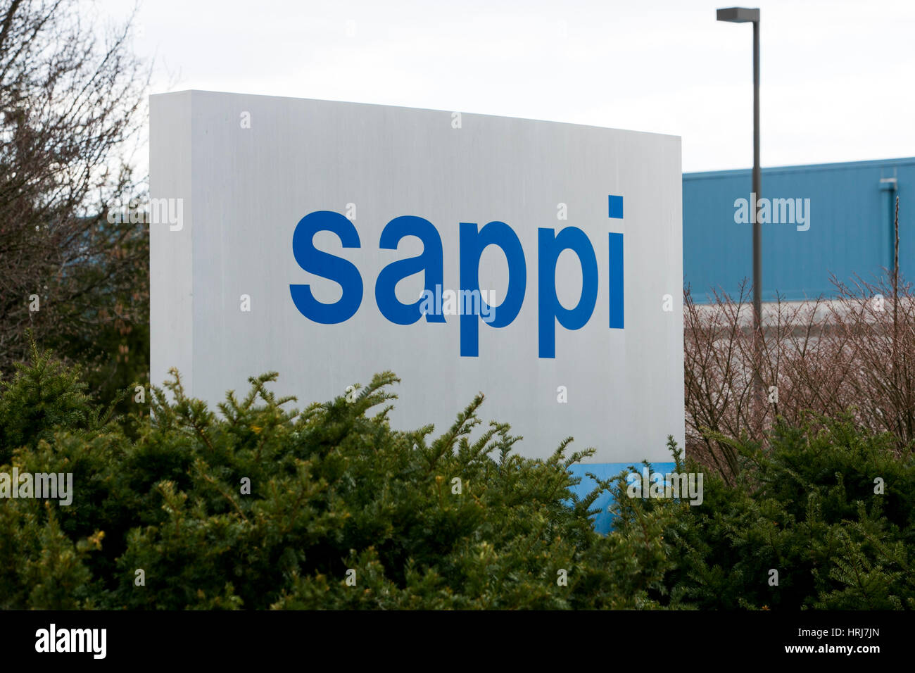 A logo sign outside of a facility occupied by Sappi Limited in ...