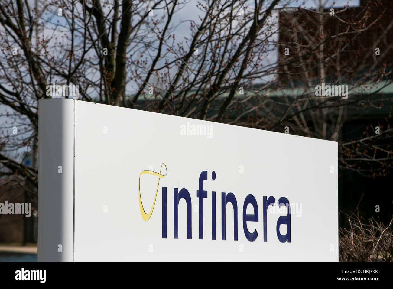 A logo sign outside of a facility occupied by the Infinera Corporation ...