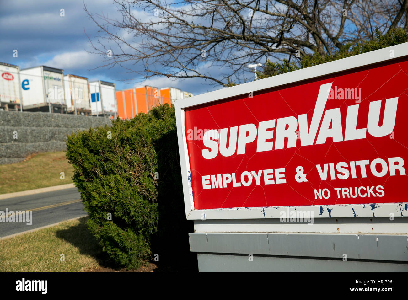 A logo sign outside of a facility occupied by SuperValu, Inc., in ...