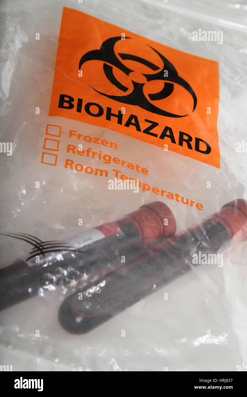 Blood Samples in a Biohazard Bag Stock Photo - Alamy