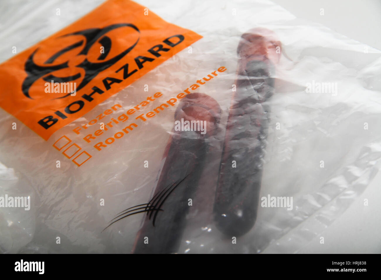 Blood Samples in a Biohazard Bag Stock Photo - Alamy