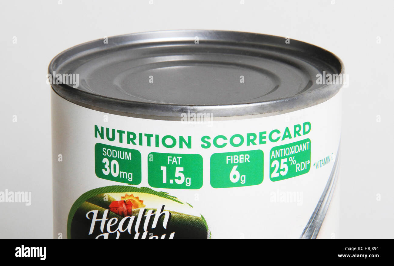 Bean Can with Nutrition Scorecard Stock Photo - Alamy