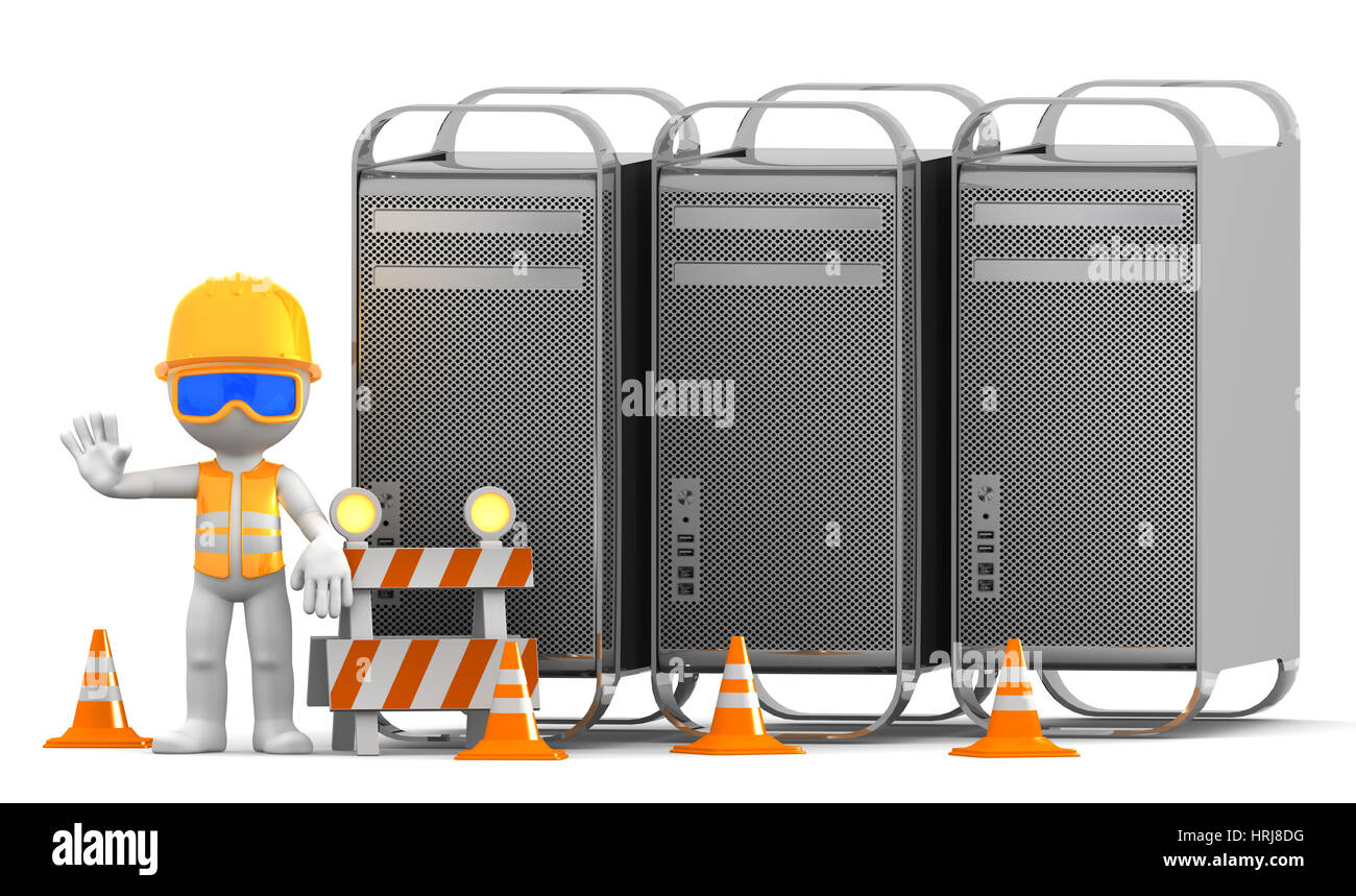 Technician with computers. Isolated Stock Photo - Alamy