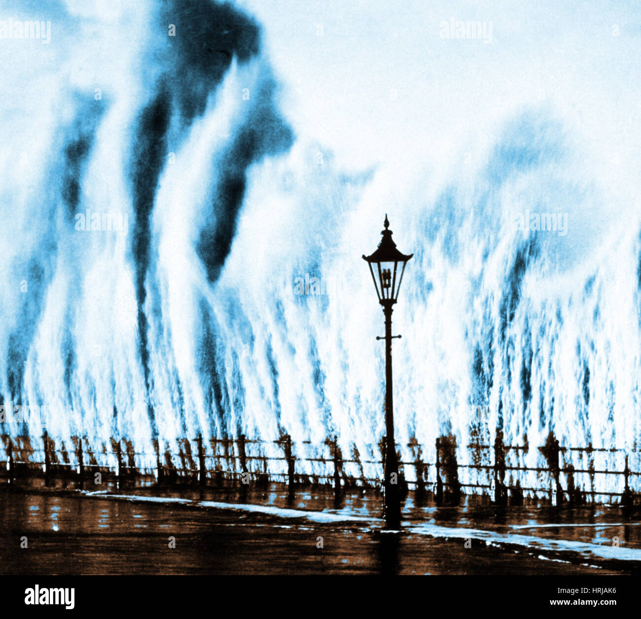 Waves Smashing Seawall, 1938 Stock Photo - Alamy