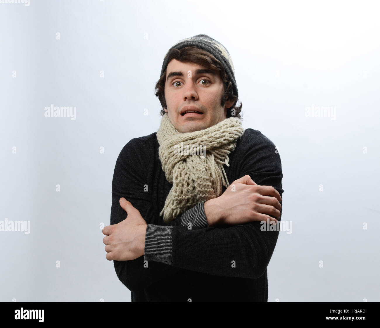 Cold Young Man Stock Photo - Alamy