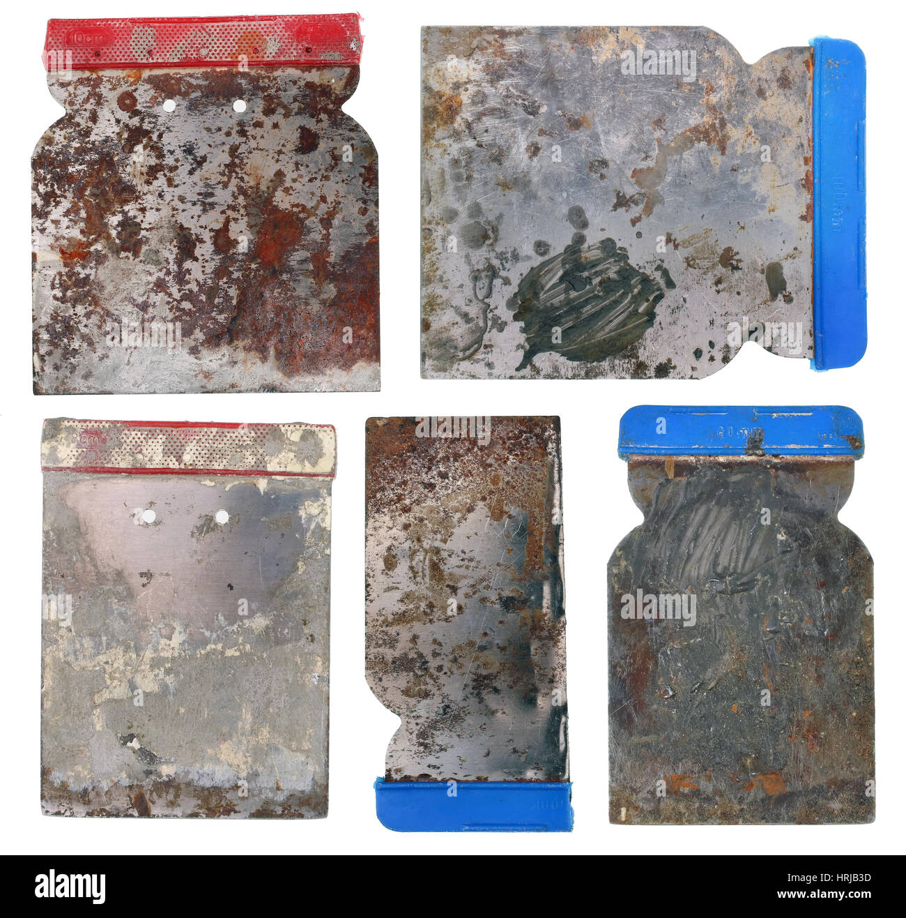Set of old dirty rusty construction steel spatulas. Isolated Stock ...